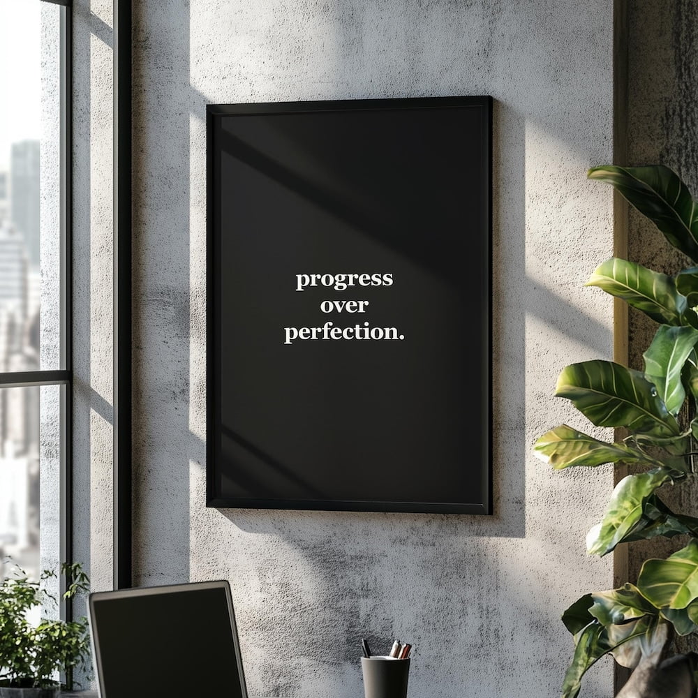 DOPAPRINT Progress Over Perfection, Motivational Poster, Wall Art, Discipline, Home Office, Gym ...