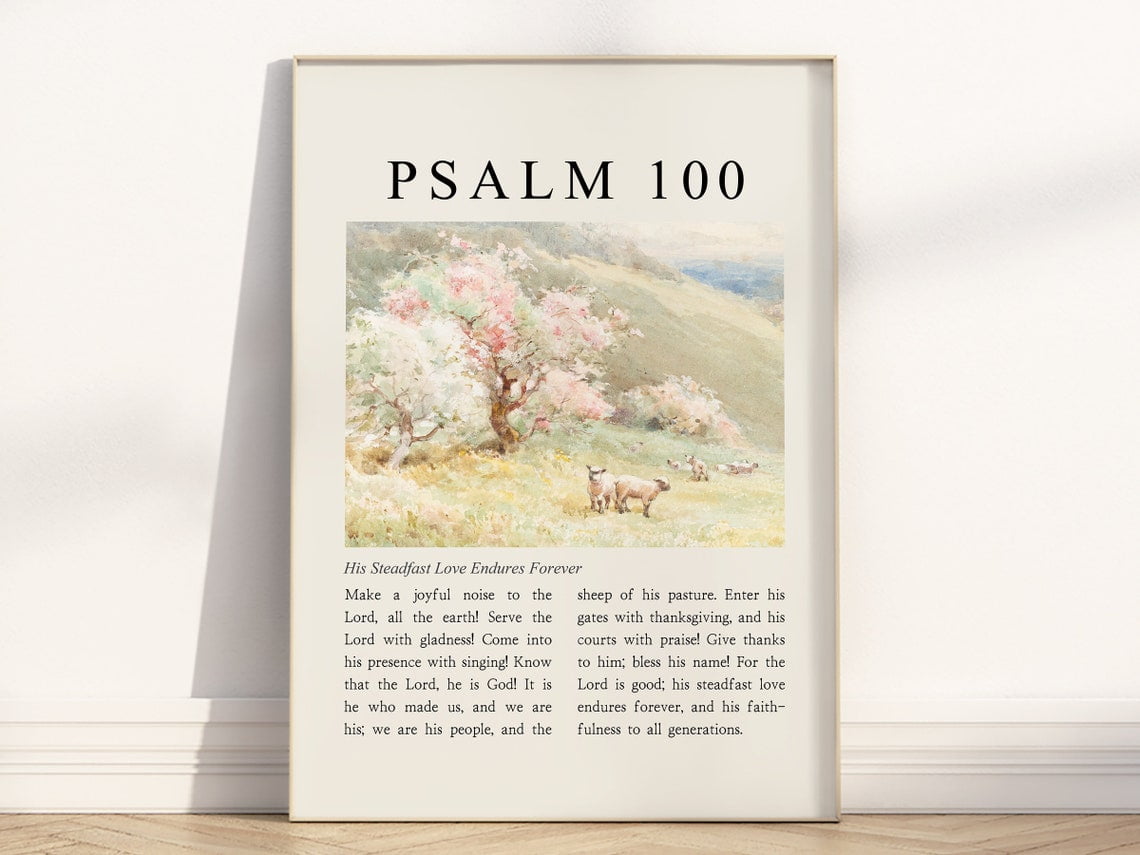 DOPAPRINT Psalm 100 His Steadfast Love Endures Forever Bible Verse Wall ...