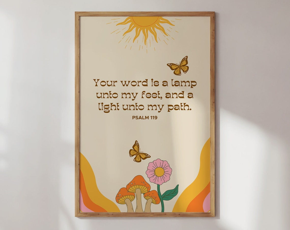 DOPAPRINT Psalm 119, Retro Print, Christian Wall Art, Bible Verse Wall ...