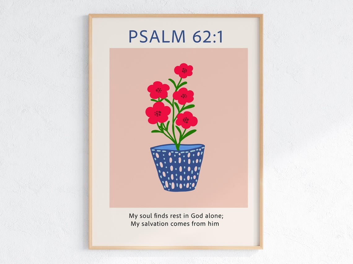 DOPAPRINT Psalm Scripture Art, Christian Wall Art Bible Verse, Flower ...
