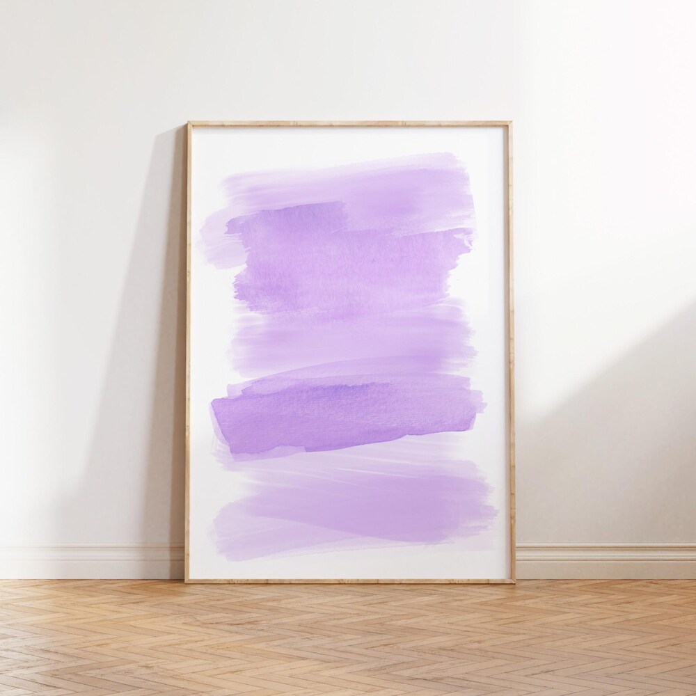 DOPAPRINT Purple Art Print Brushstrokes Wall Art Trendy Pastel Abstract ...