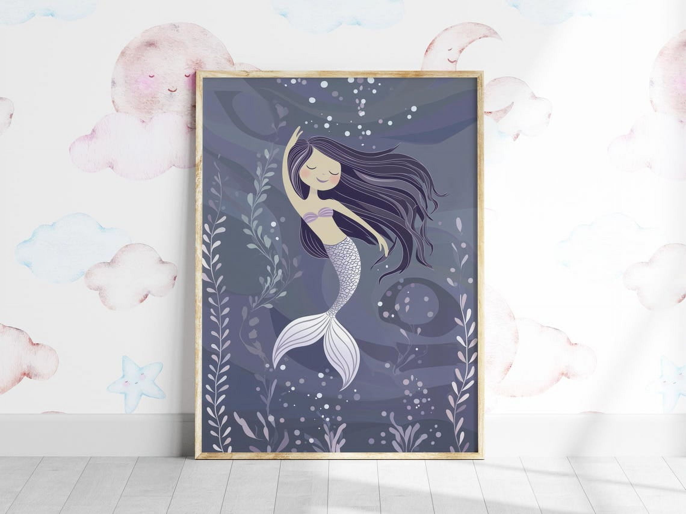 DOPAPRINT Purple Boho Mermaid Wall Art, Mermaid Decor, Nursery Print ...