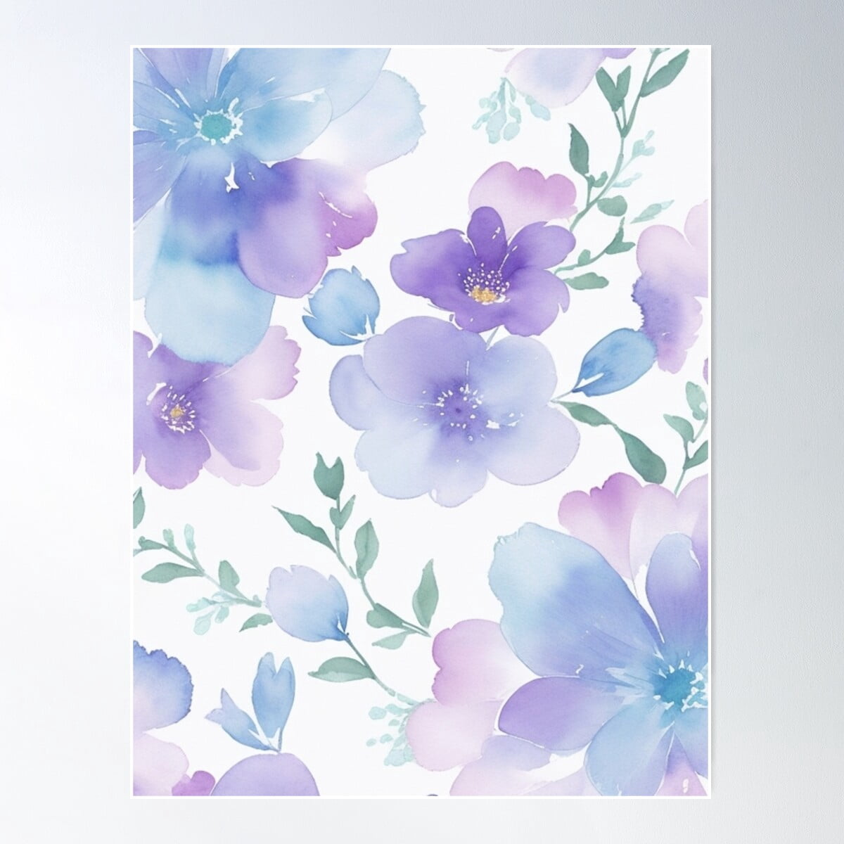 DOPAPRINT Purple Floral Poster Wall Art, Modern Wall Decor NO FRAMED ...