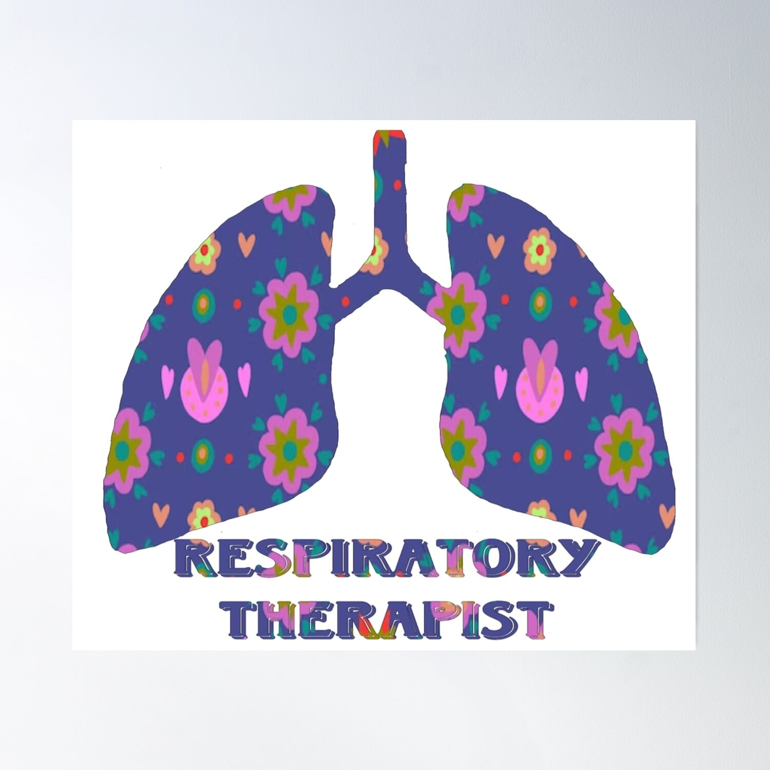 DOPAPRINT Purple Heart And Flower Respiratory Therapist Poster Wall Art ...
