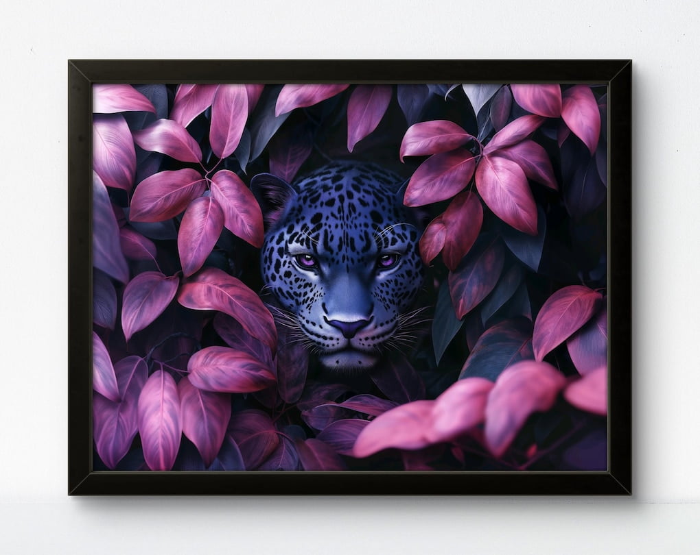 DOPAPRINT Purple Leo.pard Art, Whimsical Wall Art, Maximalist Decor A ...