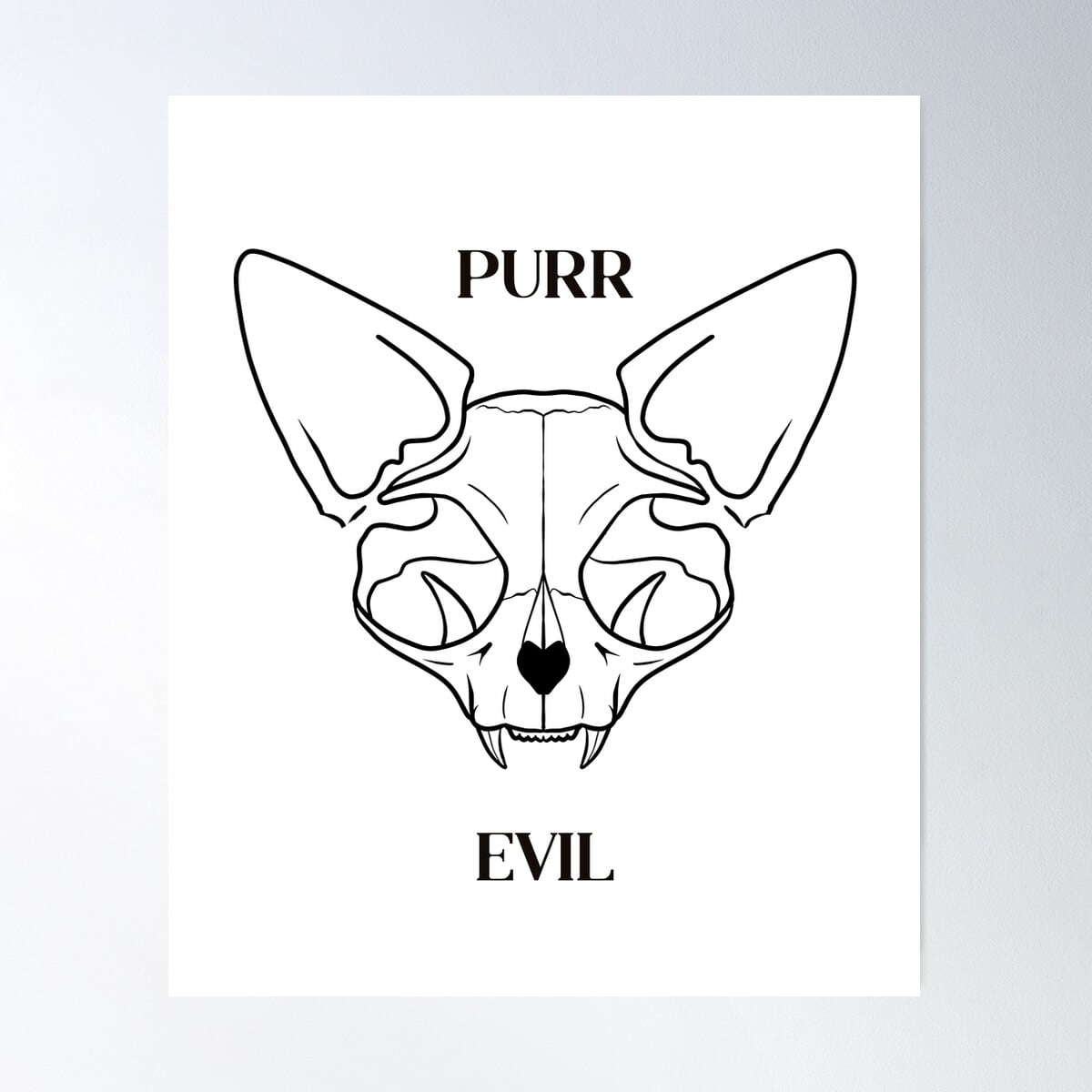 DOPAPRINT Purr Evil - Hairless Sphynx Cat Skull Drawing - Funny Animal ...