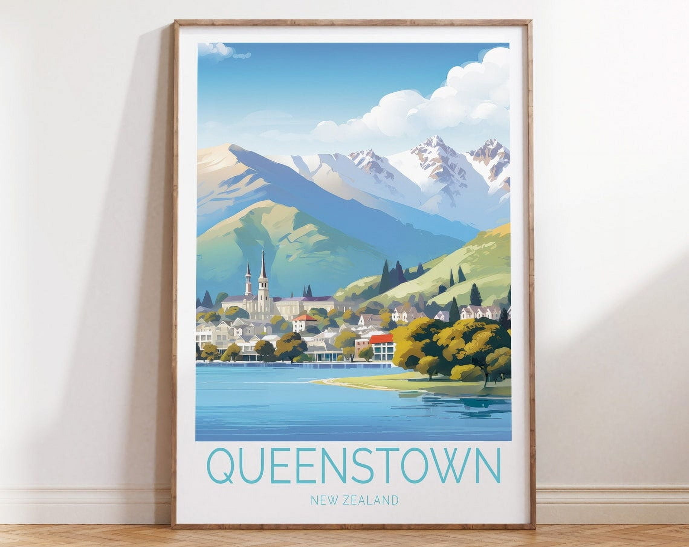 DOPAPRINT Queenstown New Zealand Travel Poster, Queenstown New Zealand ...