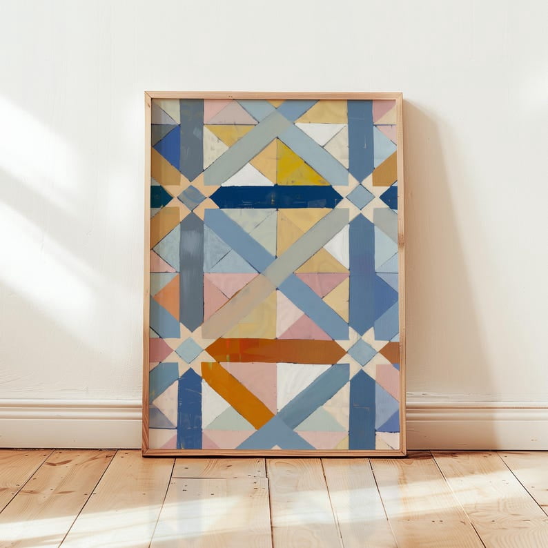 DOPAPRINT Quilt Patterns Colorful Wall Art Prints Trendy Wall Hanging ...