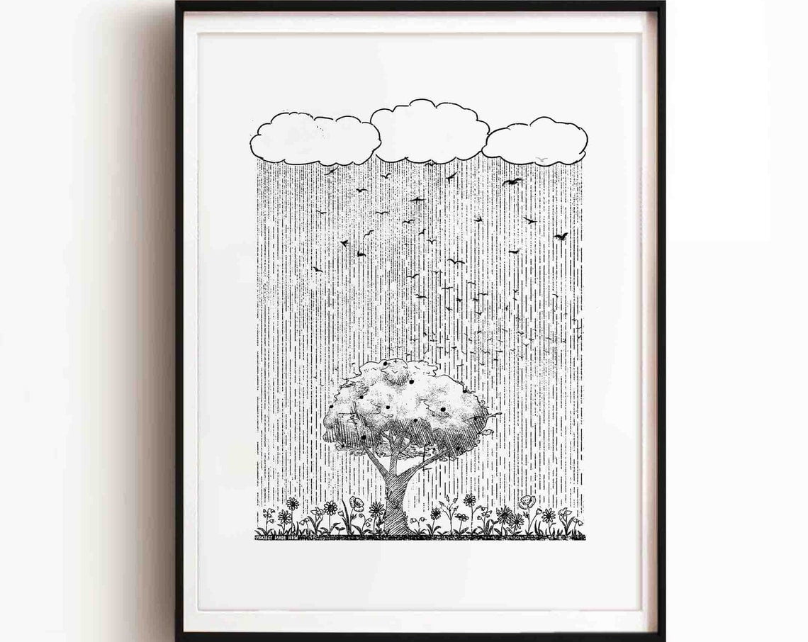 DOPAPRINT Rain Down Righteousness, Isaiah 45:8 Bible Sketch, Christian ...