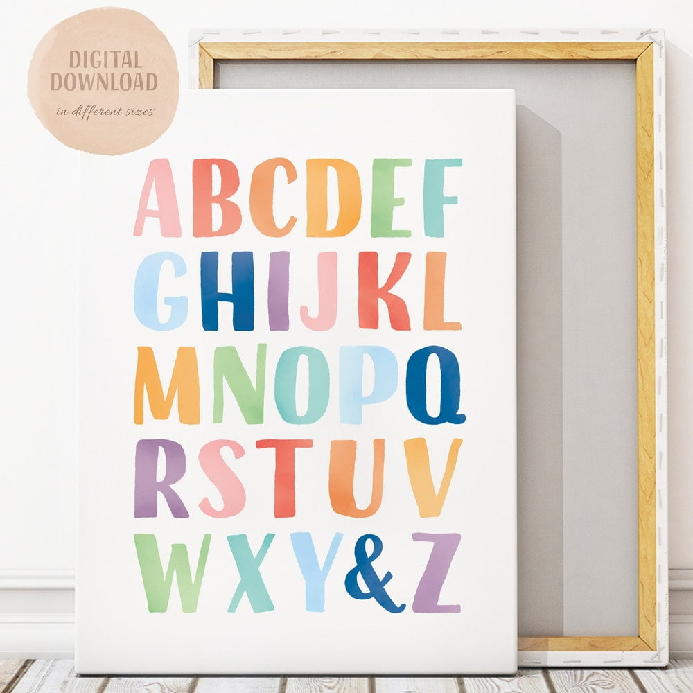 DOPAPRINT Rainbow Alphabet Poster, Abc Print, Nursery Alphabet Wall Art ...