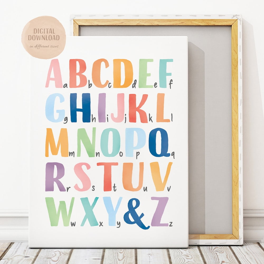 DOPAPRINT Rainbow Alphabet Print, Abc Poster, Nursery Alphabet Wall Art ...