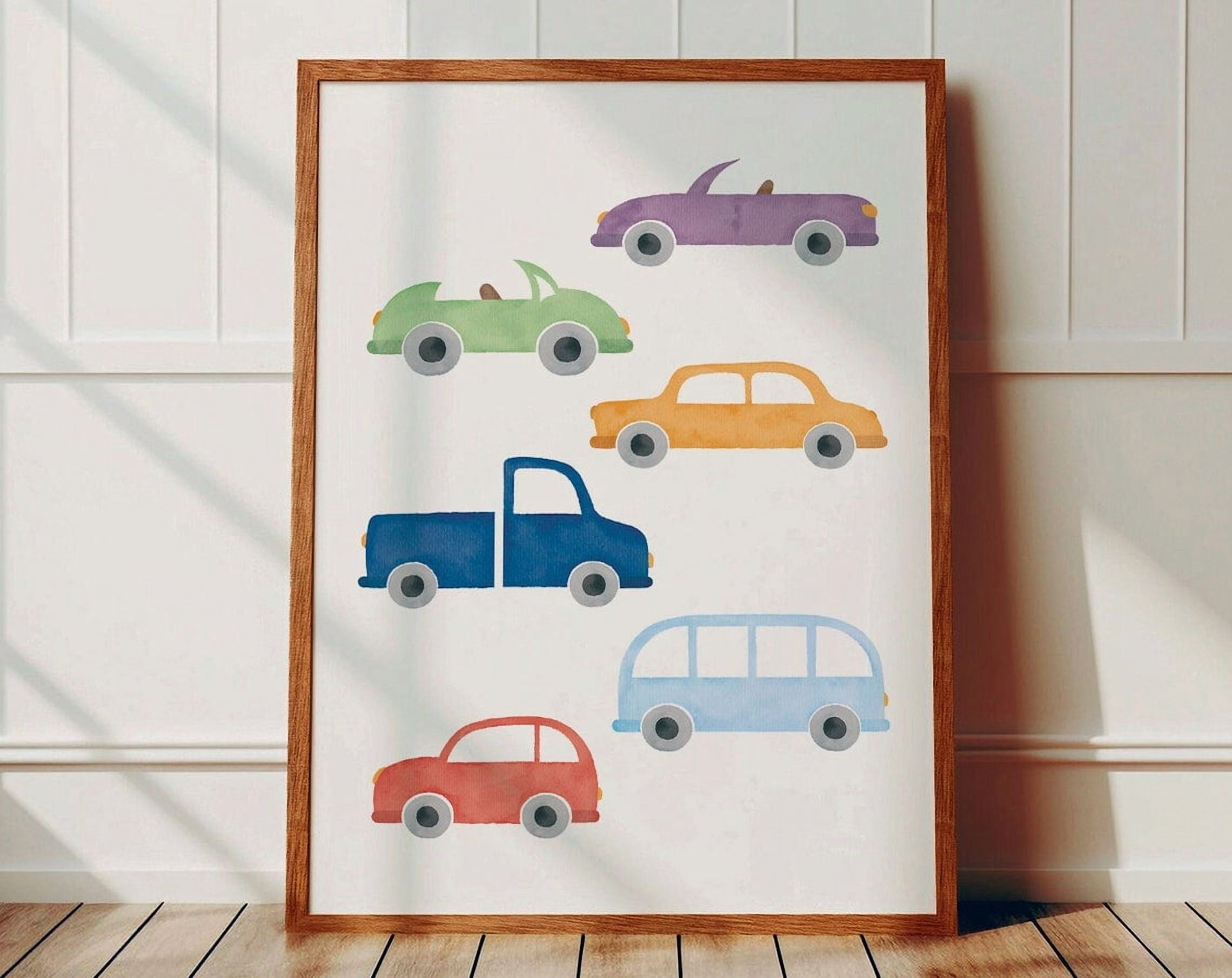 DOPAPRINT Rainbow Cars Poster, Boy Playroom Decor, Watercolor Style ...