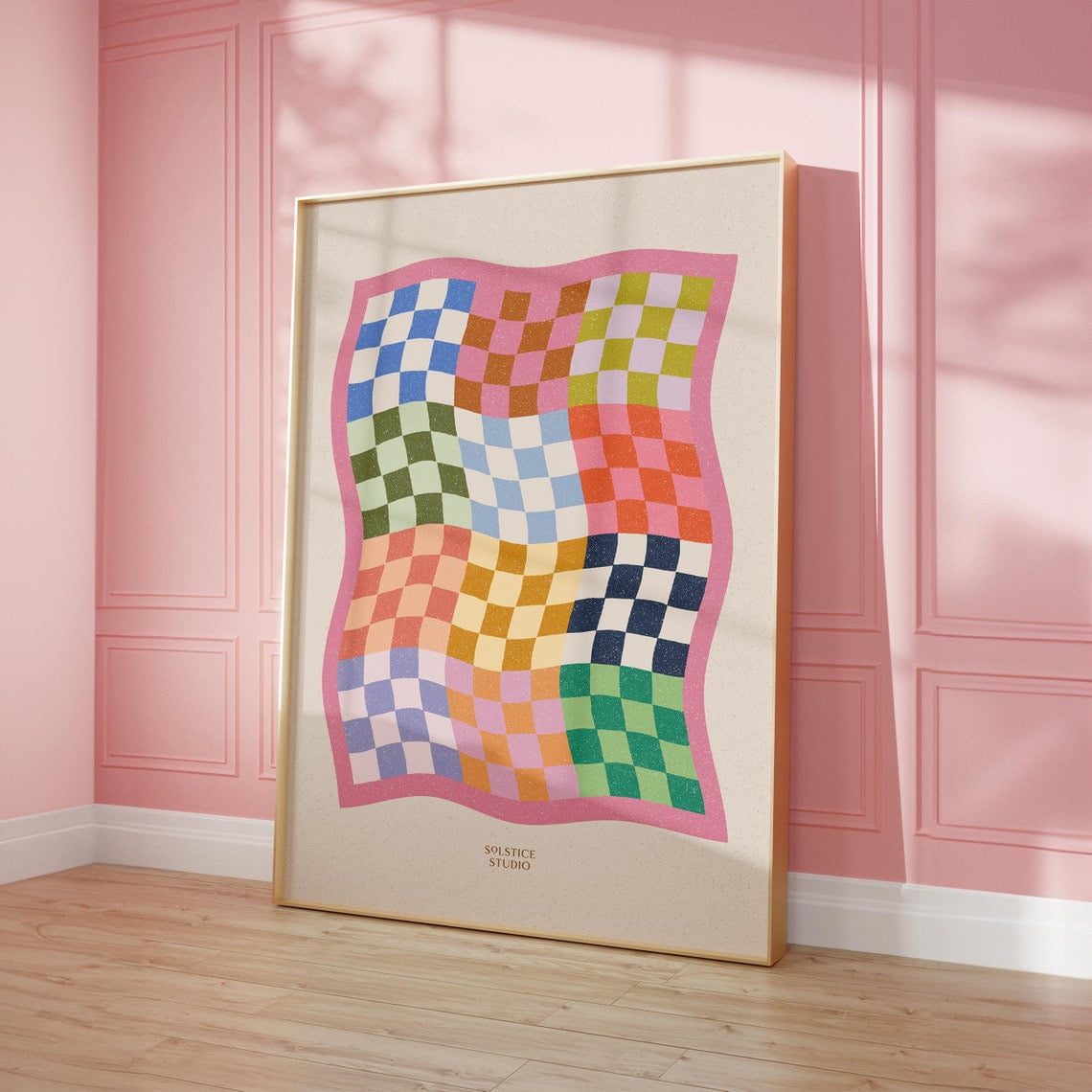 DOPAPRINT Rainbow Checkered Printable Art Trendy Wall Art Pastel Room ...