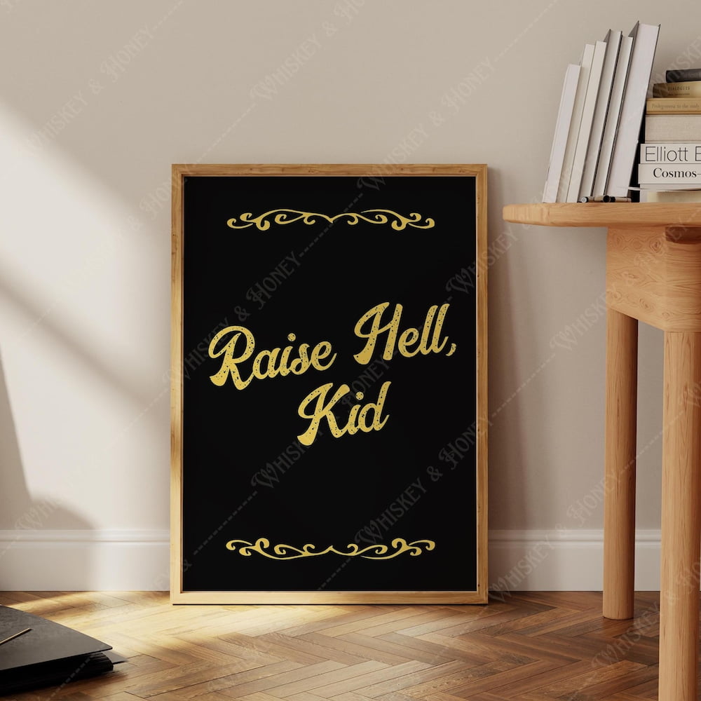 DOPAPRINT, Raise Hell Kid Art Print, Western Wall Art, Playroom Art, Bar Cart Art, Gallery Art ...