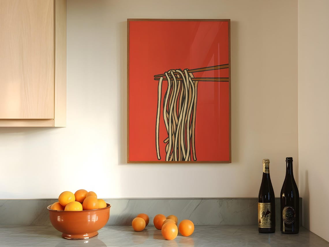 DOPAPRINT Ramen Noodles Wall Art - Asian Cuisine Poster With Chopsticks ...