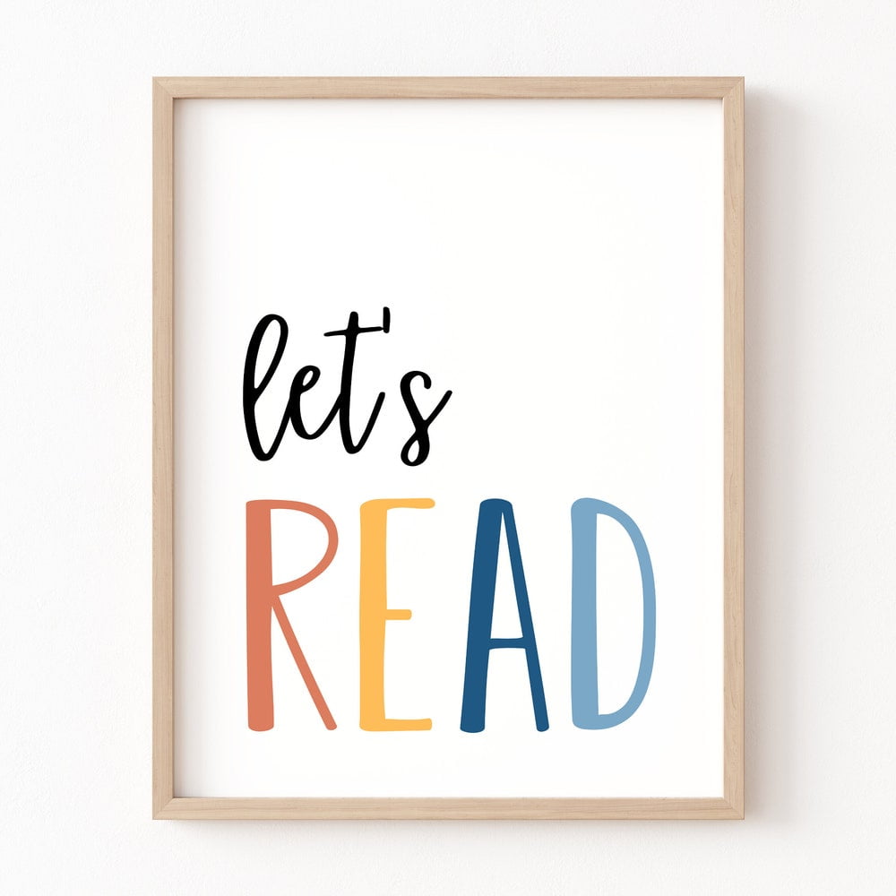 DOPAPRINT Let'S Read Sign, Playroom Printable, Kids Read Wall Art ...