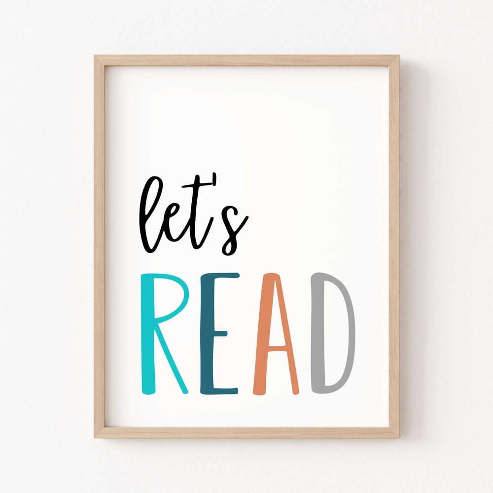 DOPAPRINT Let'S Read Sign, Playroom Printable, Kids Read Wall Art ...