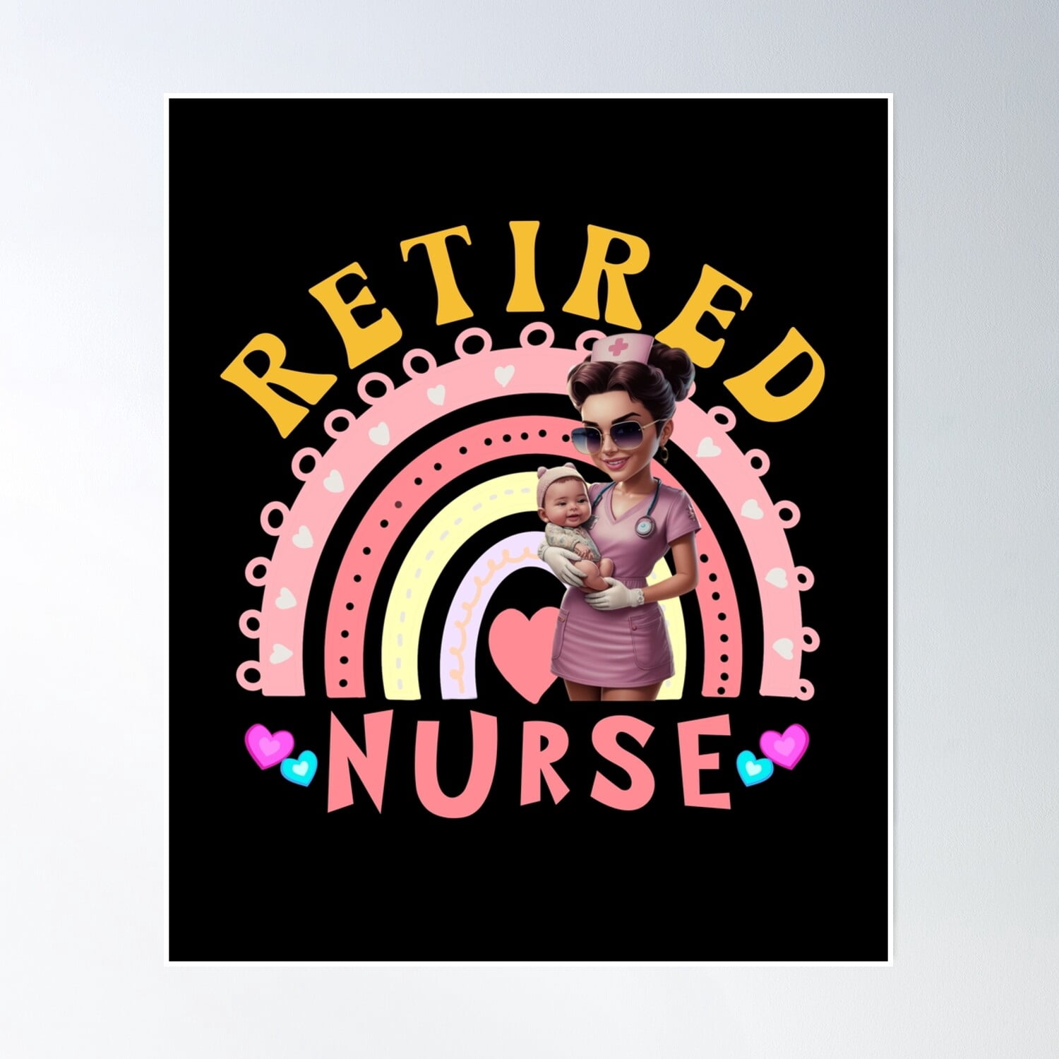 DOPAPRINT Retired Pediatric Nurse Retro Groove Design Poster Wall Art ...