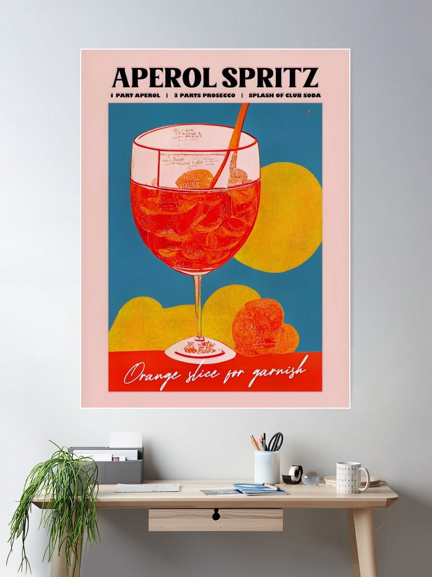 DOPAPRINT Retro Aperol Spritz Poster Pink View Homebar, Kitchen Bar ...