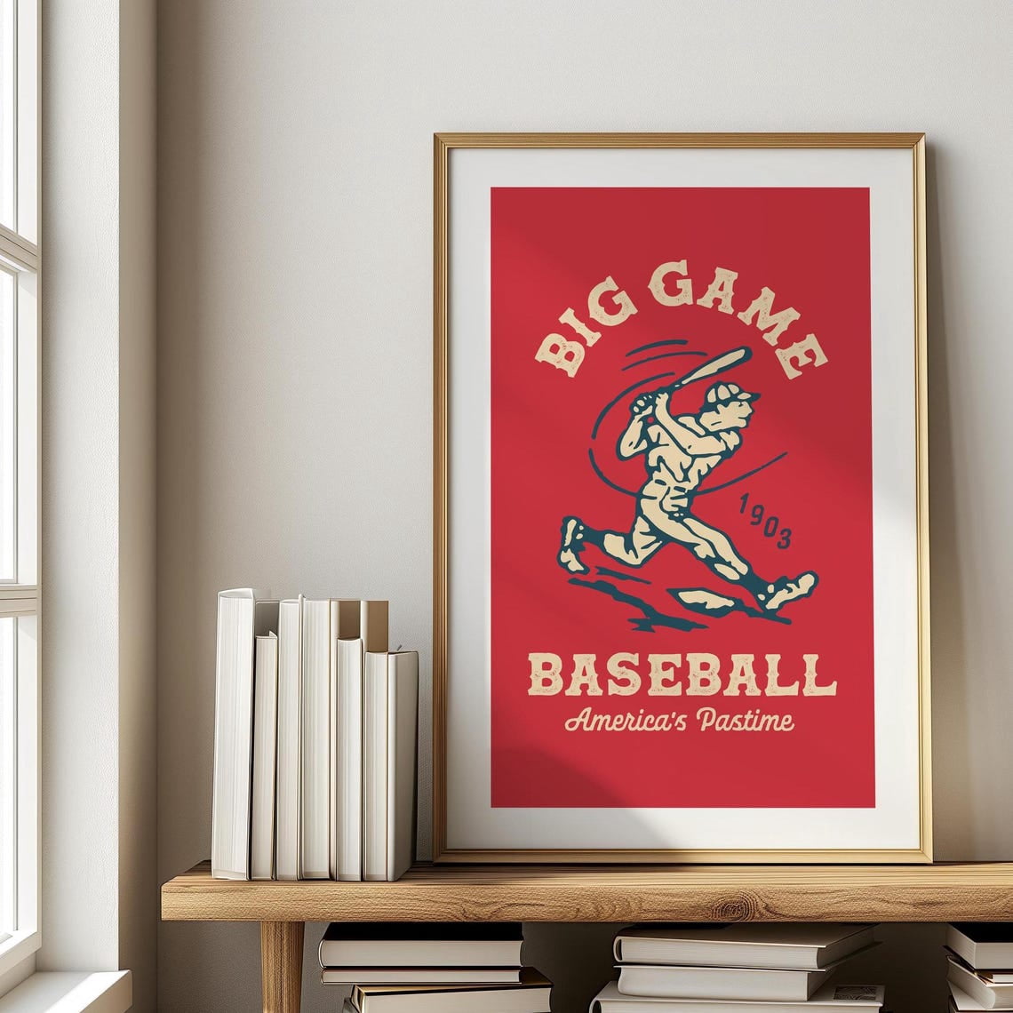 DOPAPRINT Retro Baseball Art Throwback Baseball Print Big Game Baseball ...