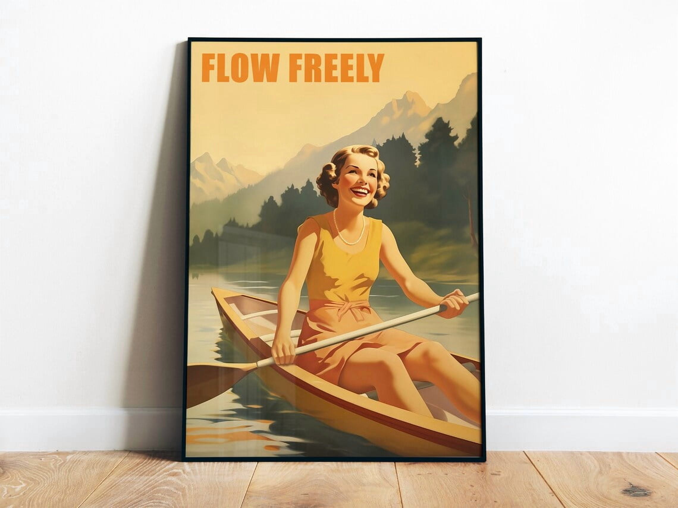 DOPAPRINT Retro Canoeing Poster Kayak Art Print Rafting Print Traveling ...