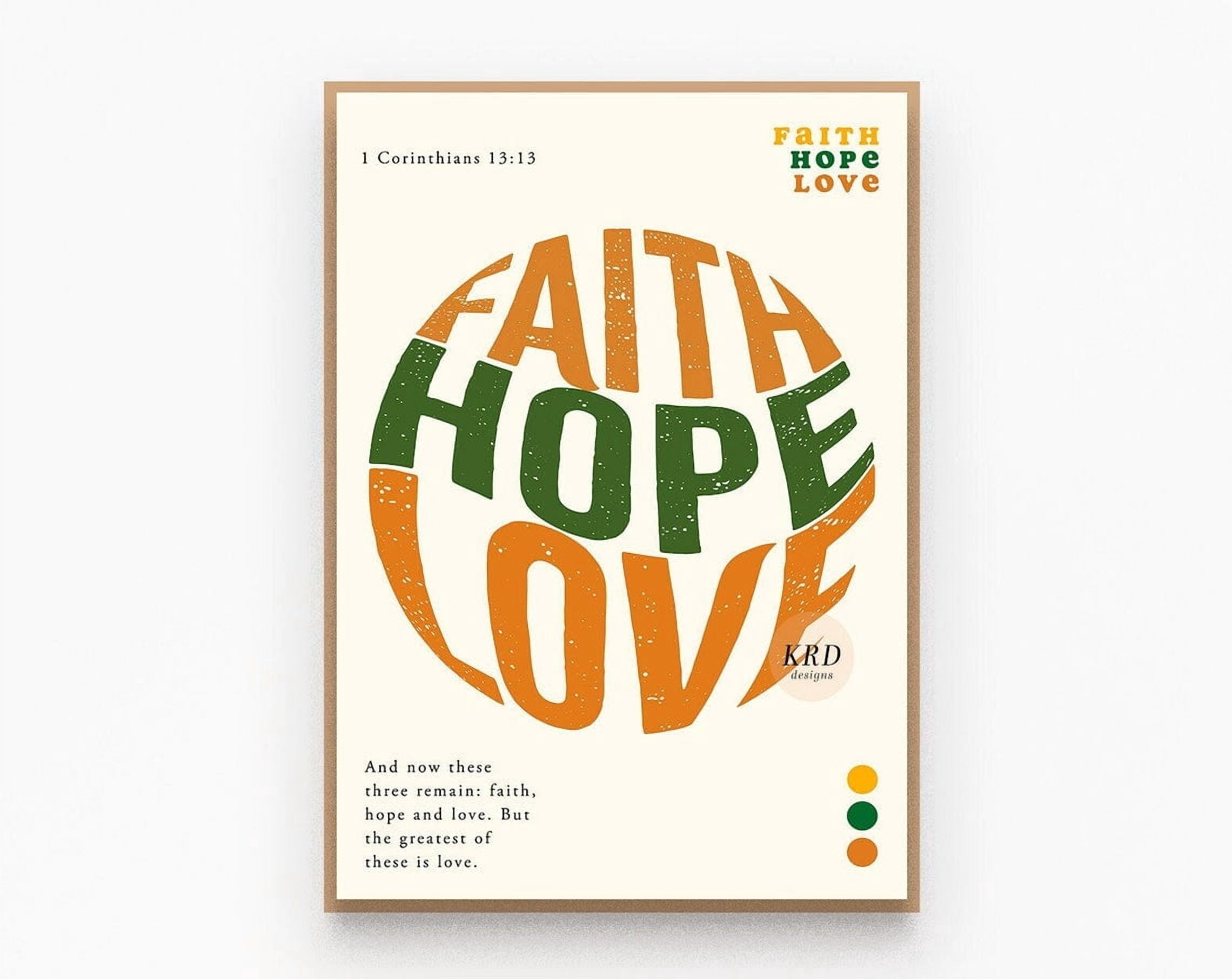 DOPAPRINT Retro Christian Poster, Faith Hope Love Quotes Wall Art ...