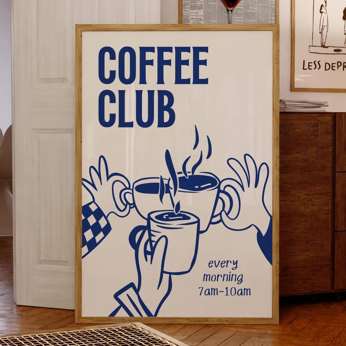 DOPAPRINT Retro Coffee Club Print, Coffee Wall Art, Kitchen Wall Art ...