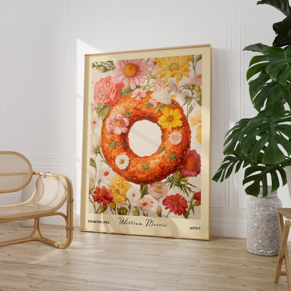 DOPAPRINT Retro Donut Kitchen Print William Morris Botanical Wall Art ...