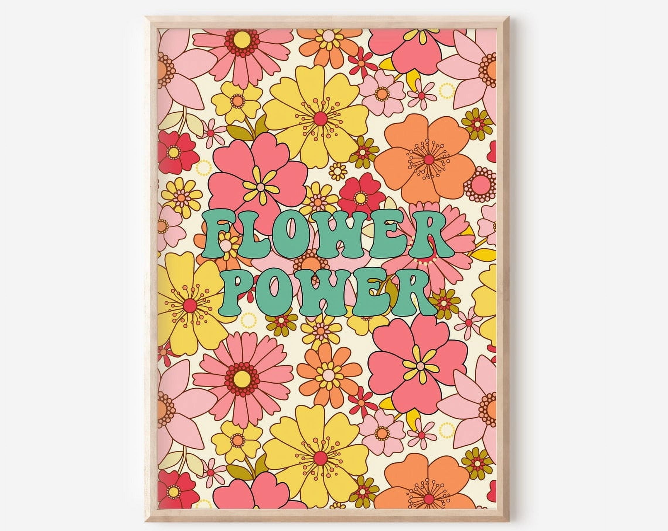 DOPAPRINT Retro Flower Power Print - Colourful Retro Art, Groovy Floral ...