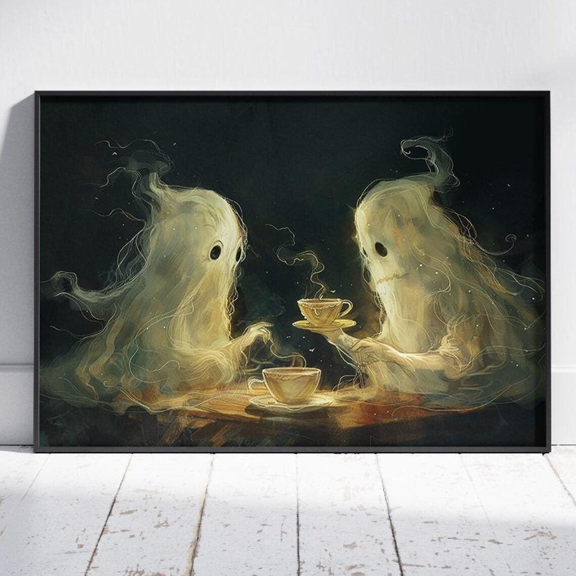 DOPAPRINT Retro Ghost Coffee Little Ghosts Painting, Cute Spooky Ghost ...