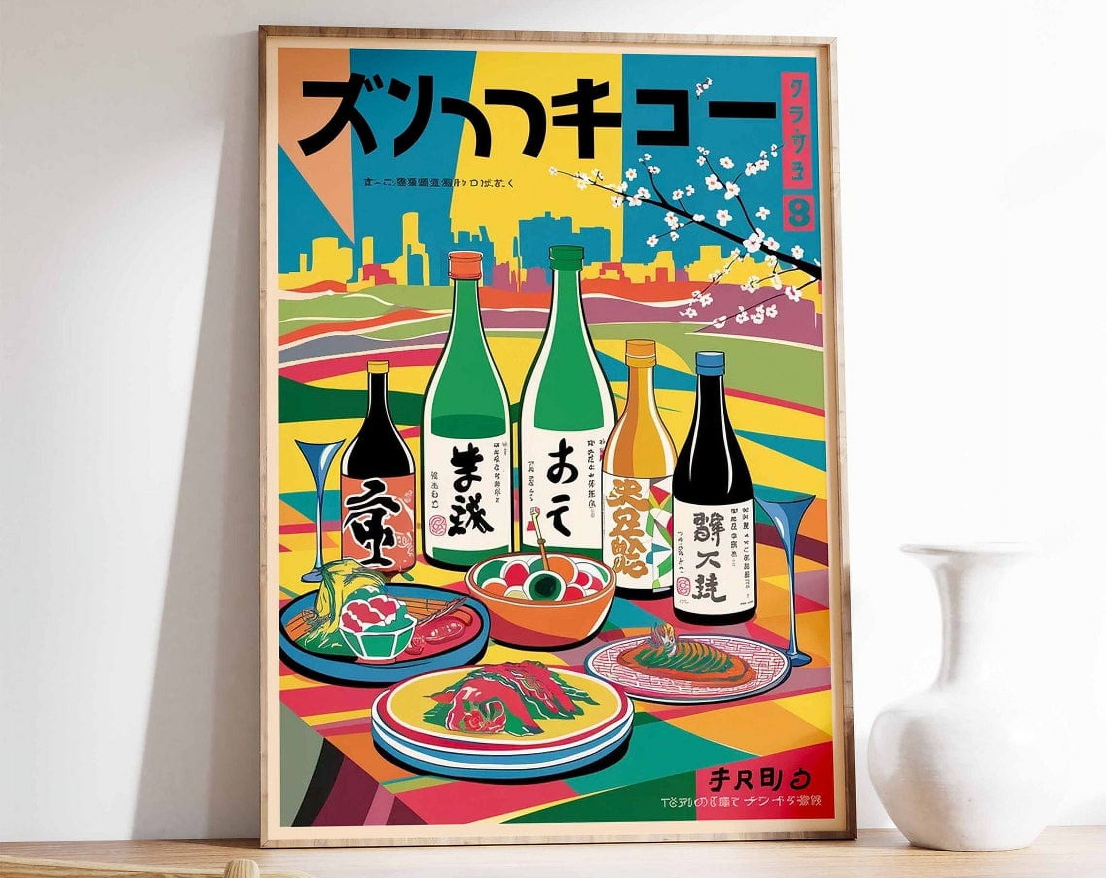 DOPAPRINT Retro Japanese Poster, Sushi And Sake Print, Botanical Decor ...