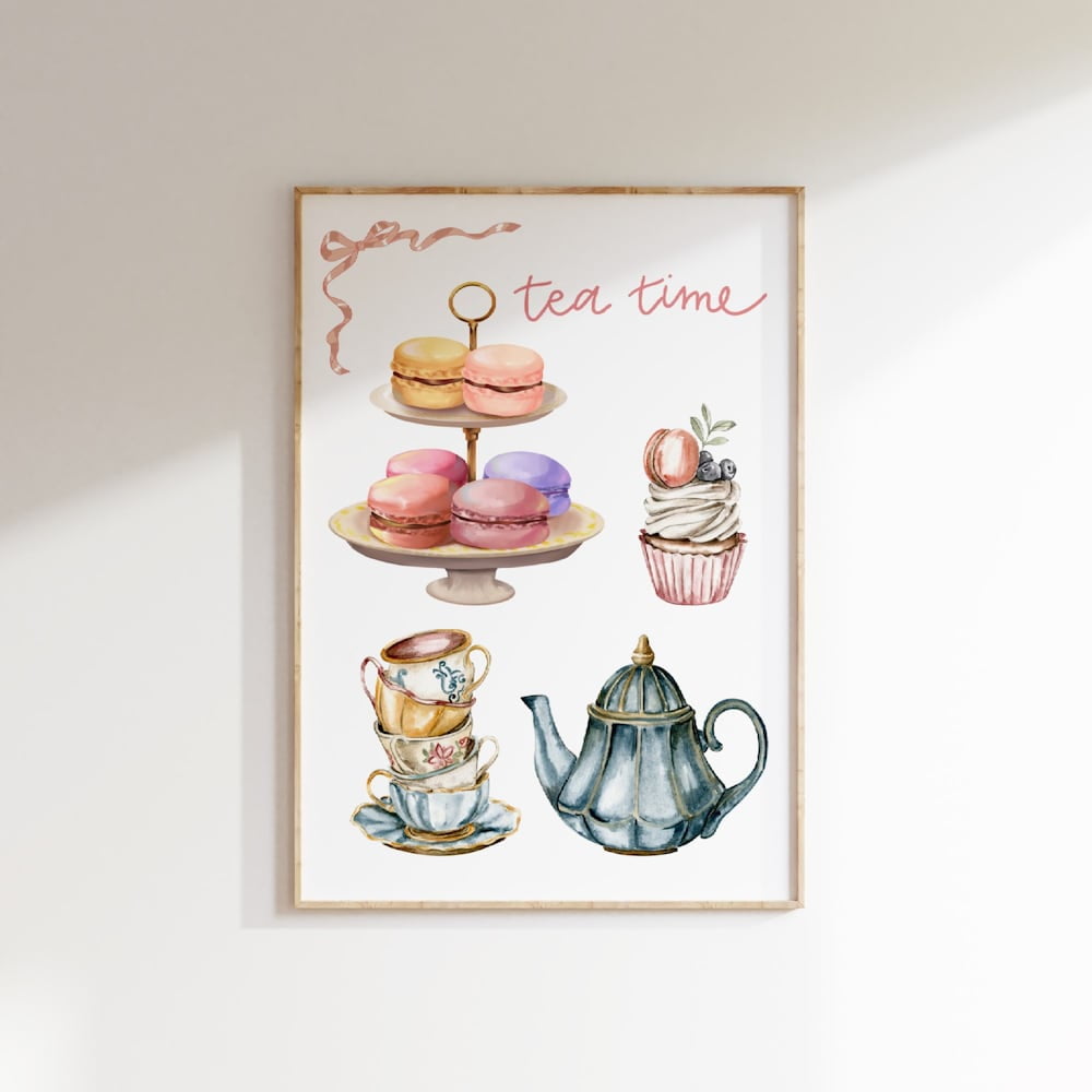 DOPAPRINT Retro Kitchen Wall Art, Tea Time Poster, Tea With Grandma ...
