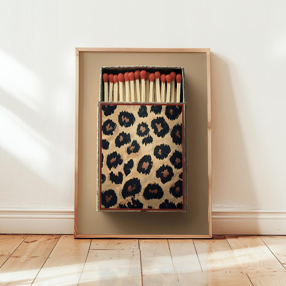 DOPAPRINT Retro Leo.Pard Matchbox Print Trendy Beige Matches Poster ...