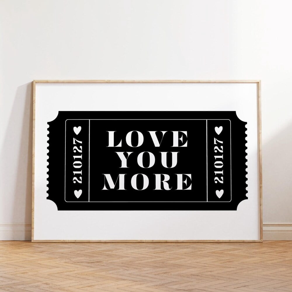 DOPAPRINT Retro Love Ticket Wall Art Love You More Print Romantic ...