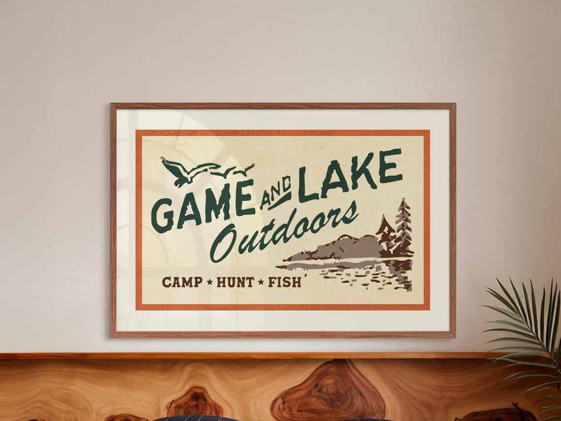 DOPAPRINT Retro Outdoors Art Print Camp Hunt Fish Poster Outdoorsy Gift ...