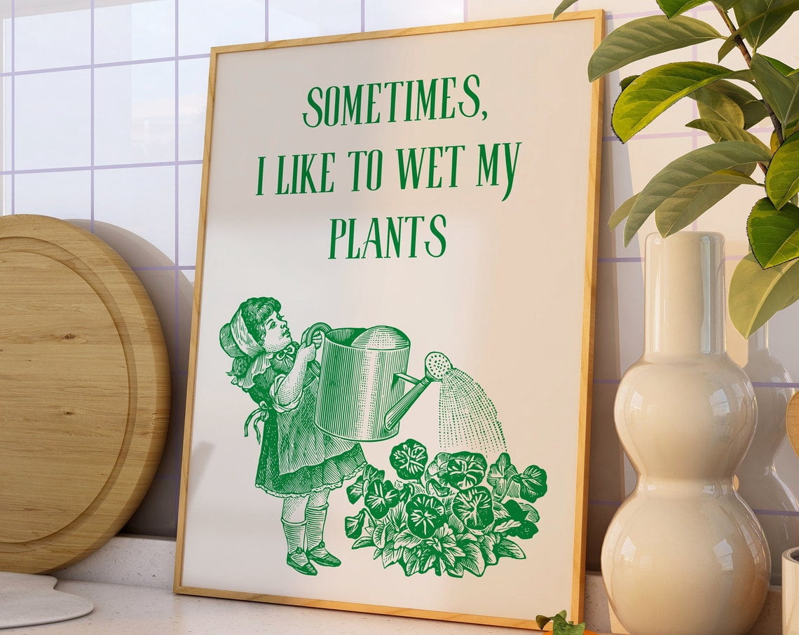 DOPAPRINT Retro Plant Lover Print Funny Plant Lady Wall Art Green Room ...