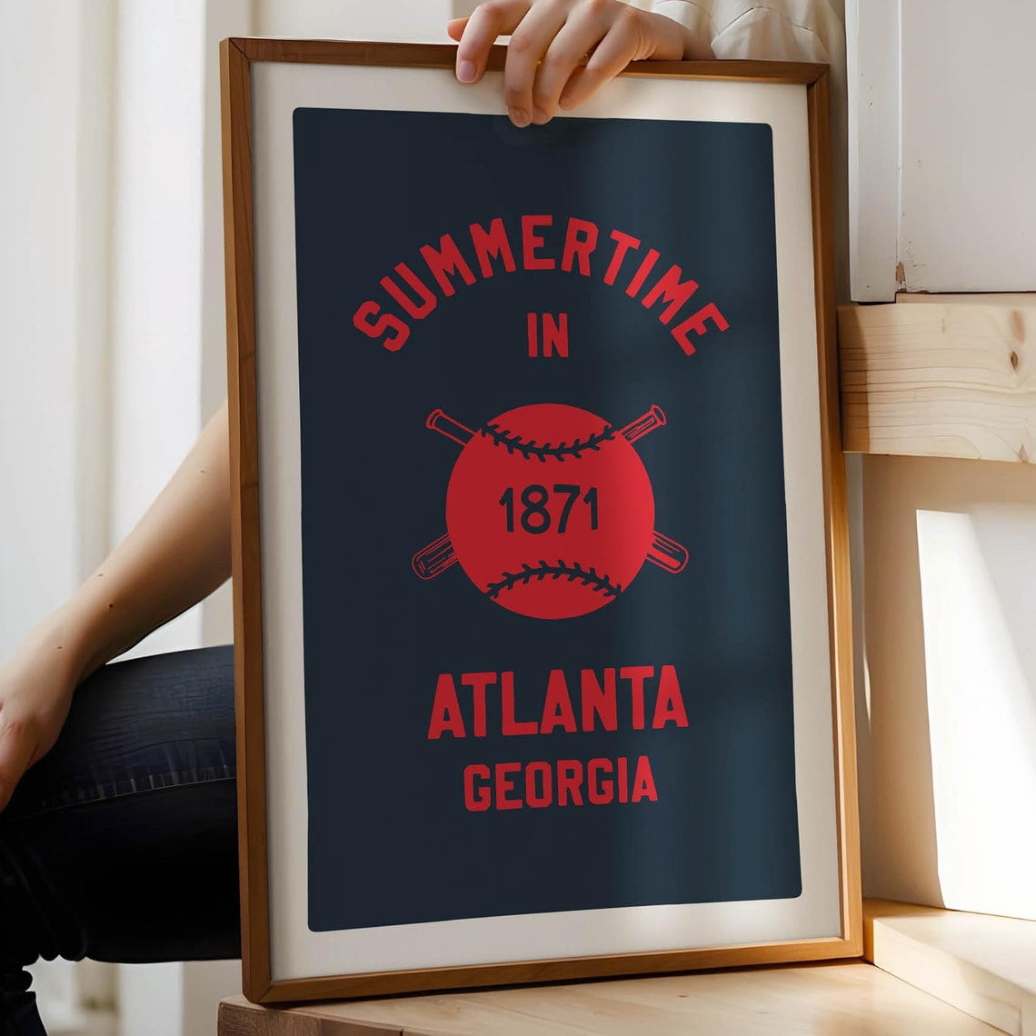 DOPAPRINT Retro Sports Team Print Atlanta Georgia Baseball Wall Art ...