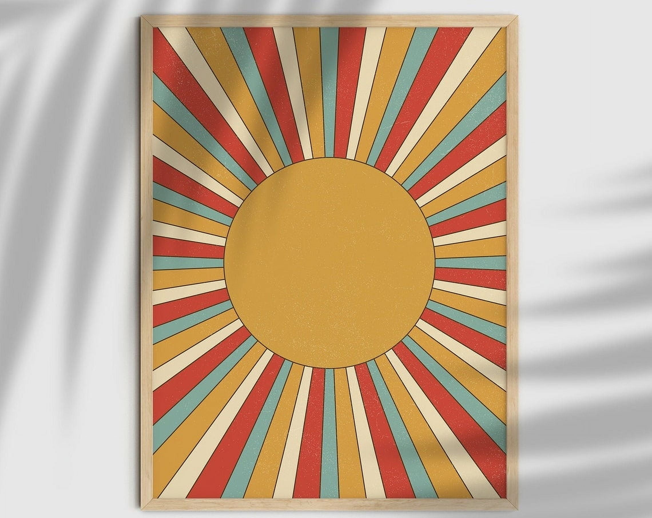 DOPAPRINT Retro Sunburst Print, Sunburst Wall Art, Retro 70S Home Decor ...