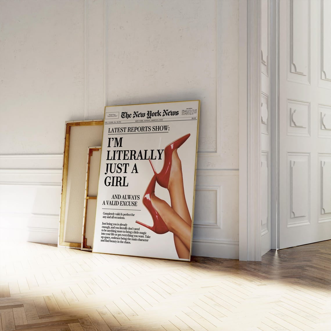 DOPAPRINT Retro Vintage Red Heels Newspaper Print Wall Art Decor ...