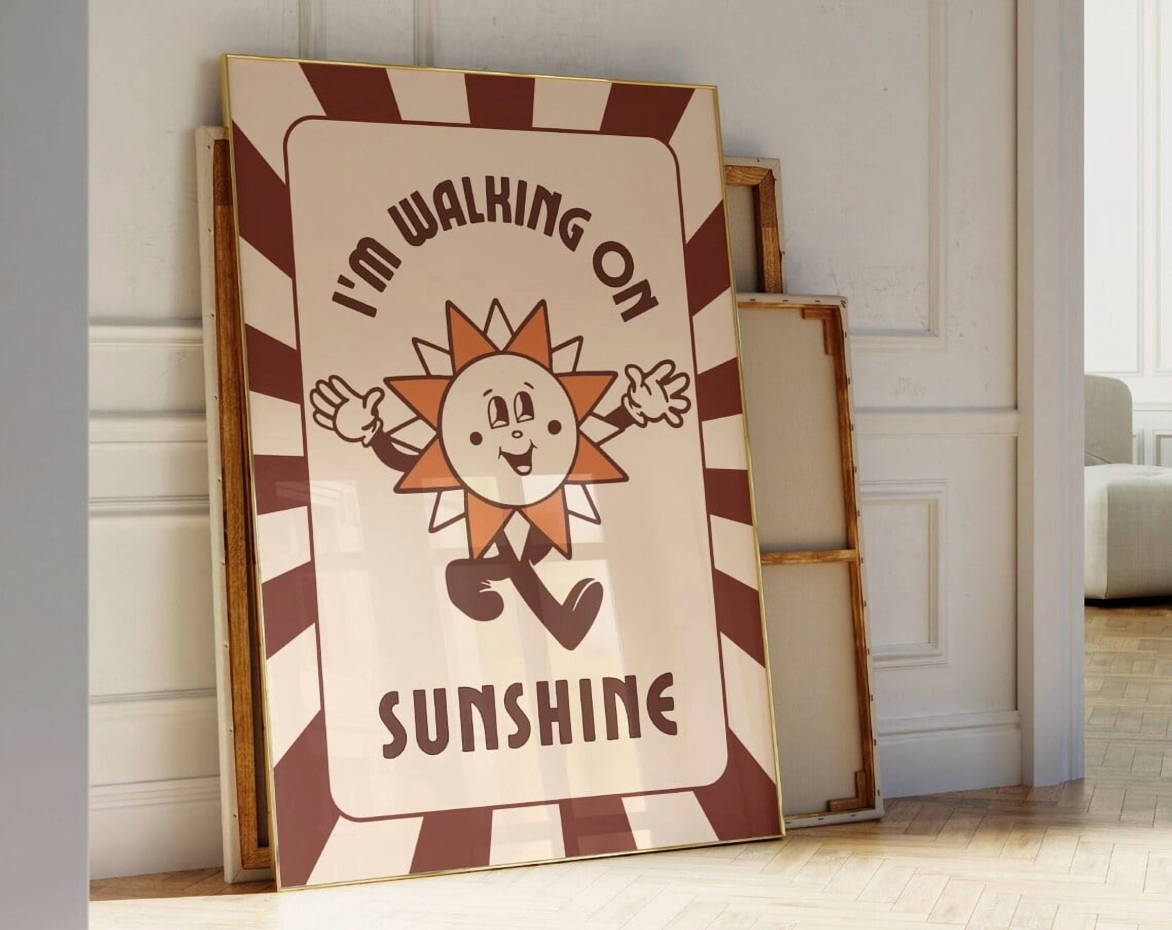 DOPAPRINT Retro Walking On Sunshine Poster Vintage Sun Retro Character ...