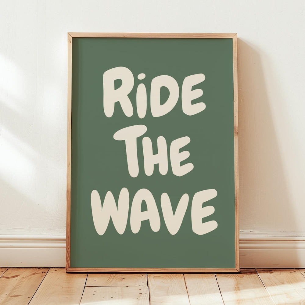 DOPAPRINT Ride The Wave Wall Art Surf Inspired Motivational Quote Sage ...
