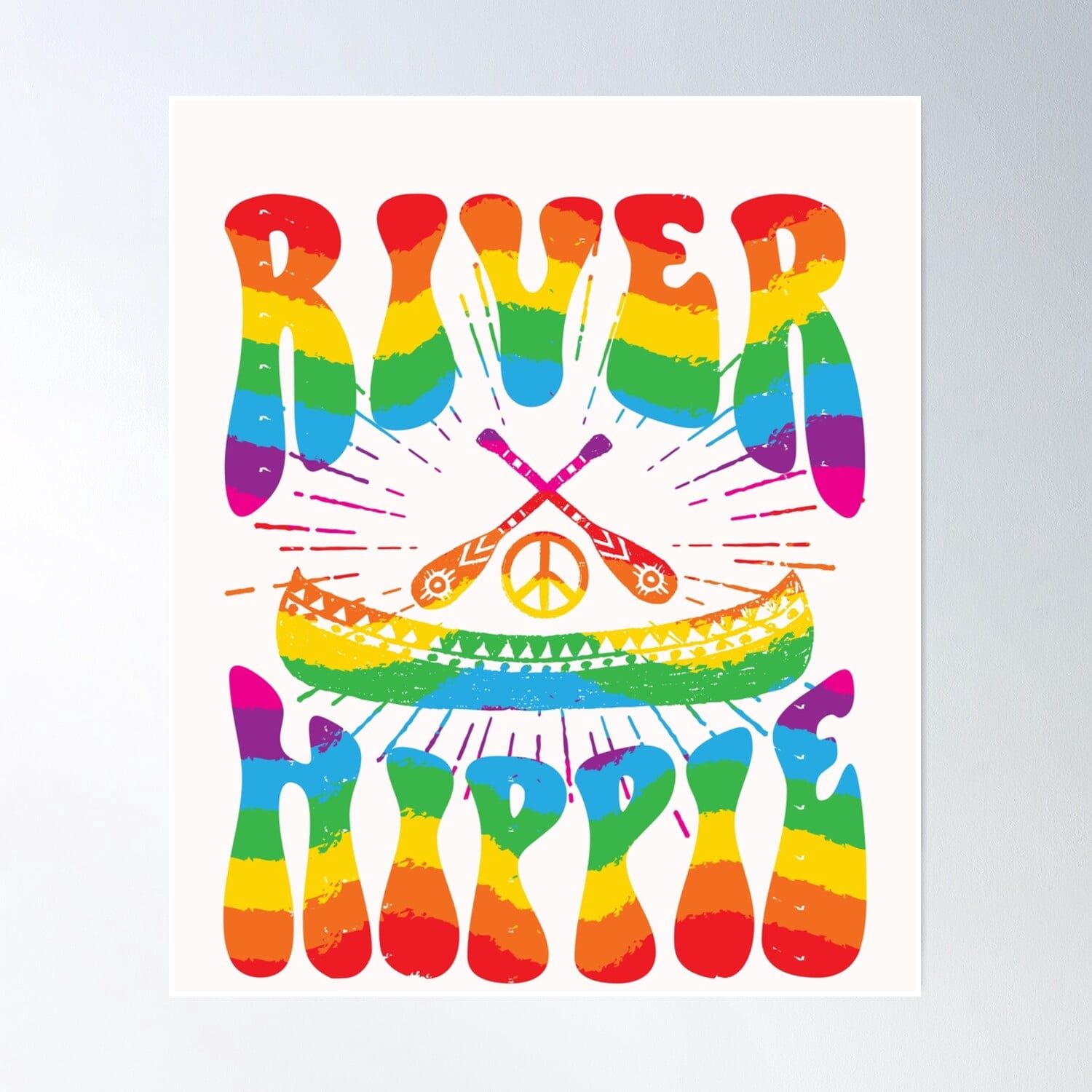 DOPAPRINT River Hippie Rainbow Canoe Poster Wall Art, Modern Wall Decor ...