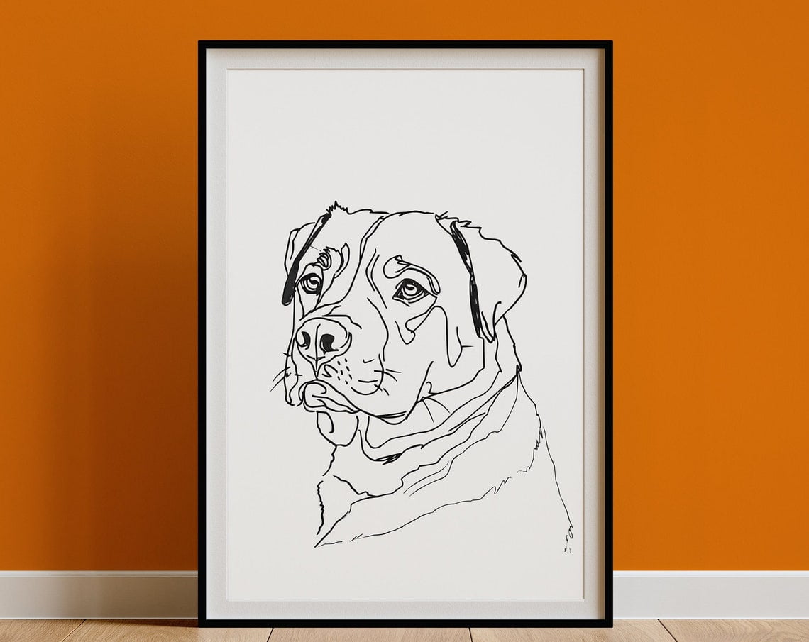 DOPAPRINT Rottweiler Wall Art Print, Minimal Line Drawing Poster, Ugly ...