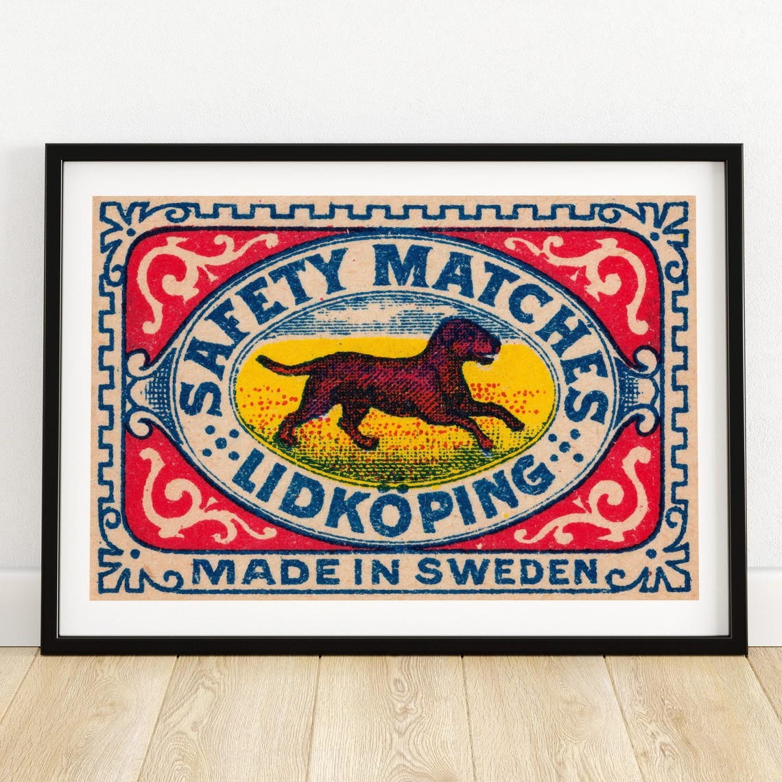 DOPAPRINT Running Dog - Matchbox Print - Sweden Wall Art - Vintage ...