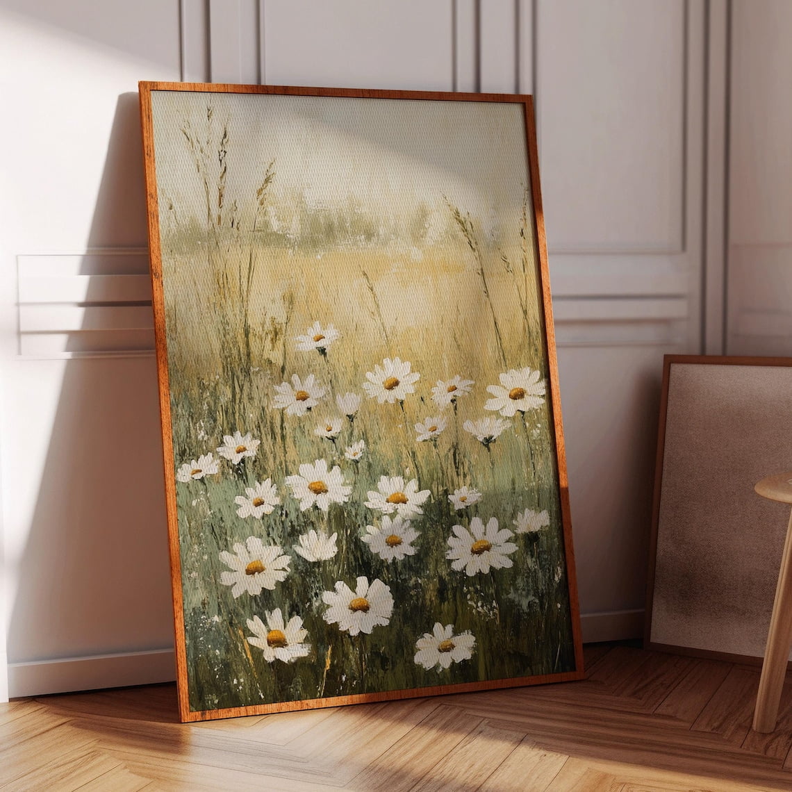 DOPAPRINT Rustic Daisy Field Art Print Wildflower Landscape Painting ...
