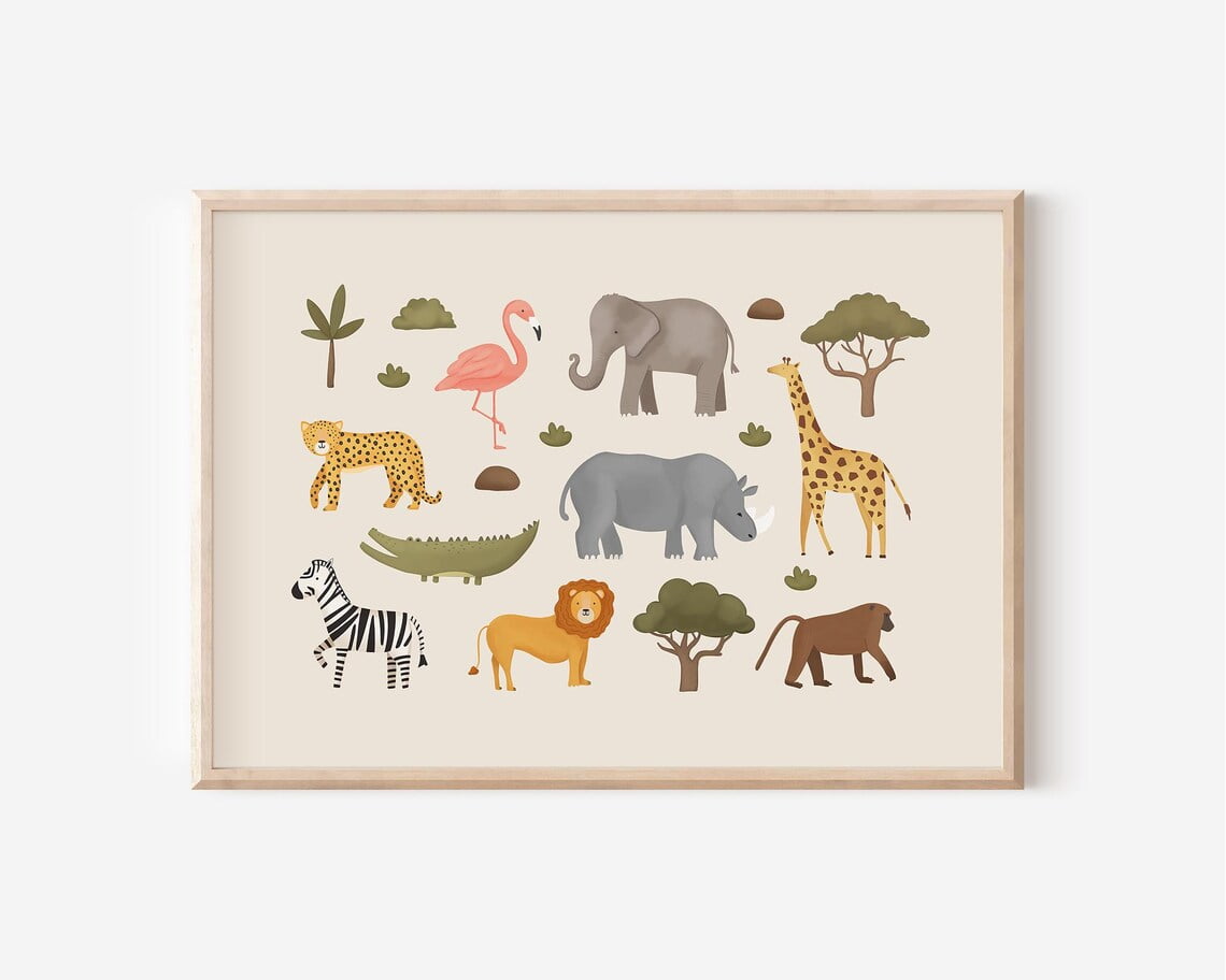 DOPAPRINT Safari Poster For Children Animal Poster For Children'S Room ...