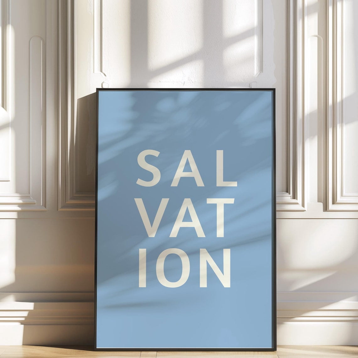 DOPAPRINT Salvation Wall Print, Blue Christian Poster, Jesus Typography ...