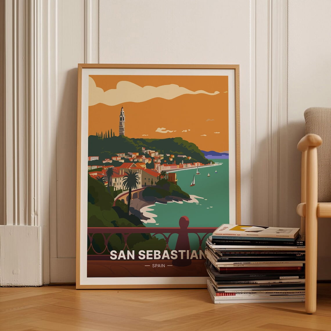 DOPAPRINT San Sebastian Travel Poster, Spain Wall Art, Basque Country ...