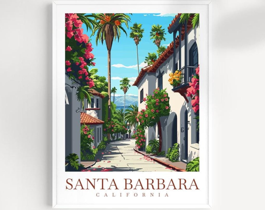 DOPAPRINT Santa Barbara Travel Print California Wall Art Santa Barbara ...