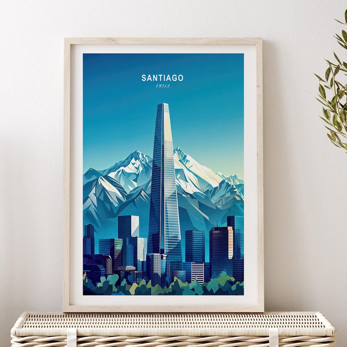 DOPAPRINT Santiago Chile Travel Poster, Santiago Wall Art Print, Chile ...